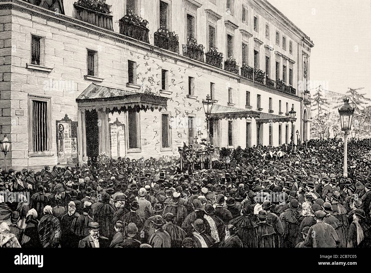 Burial of the Spanish music composer Emilio Arrieta (1821-1894) at the ...