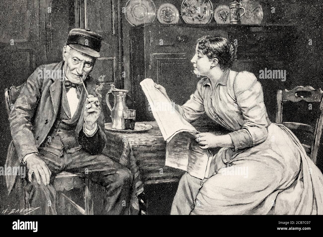 Woman Reading Newspaper Painting