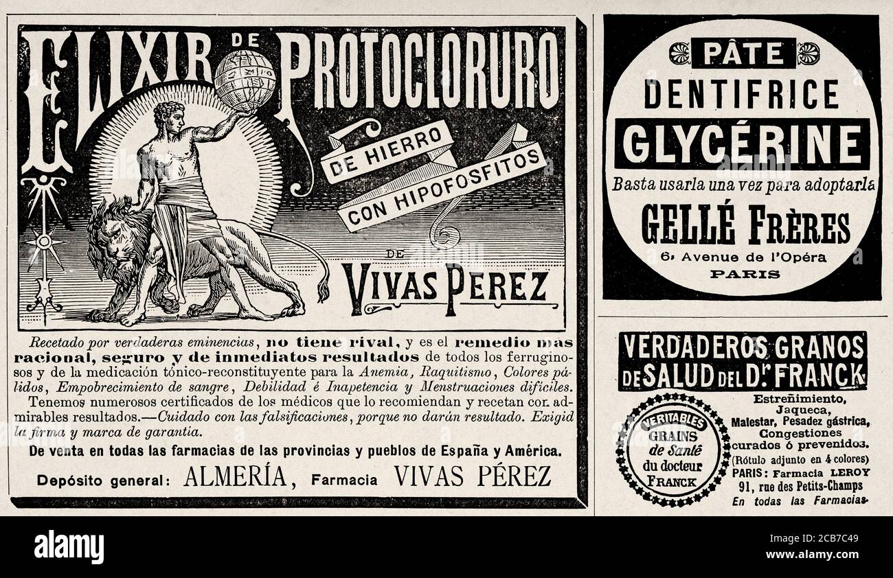 Old advertisement of the iron protochloride elixir with hypophosphites ...