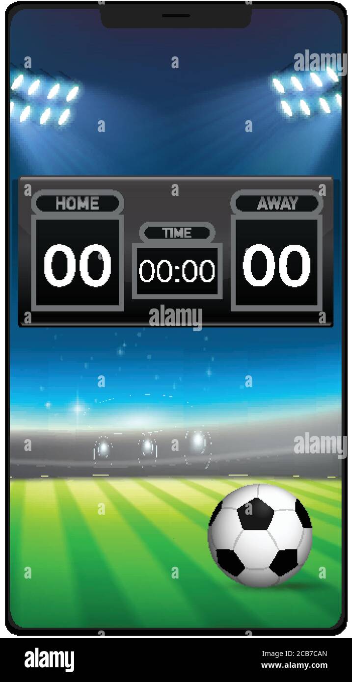 Football match news on smartphone screen isolated illustration Stock ...