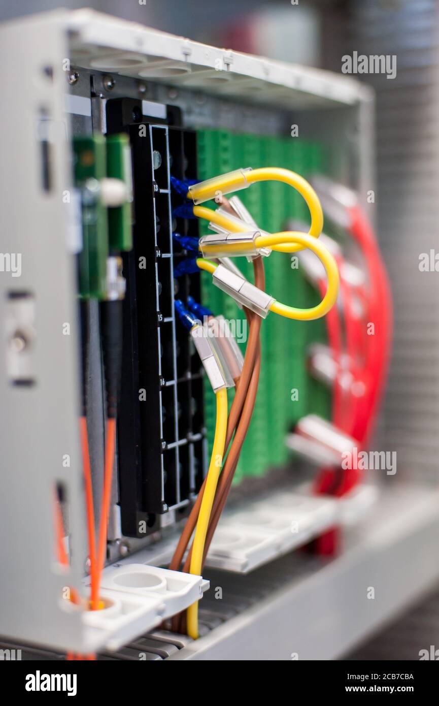 Close up electrical installations and wires on relay protection system ...
