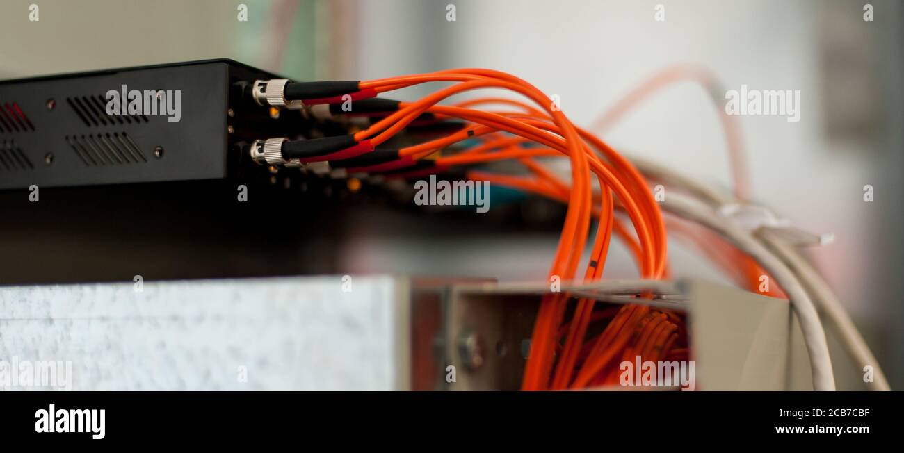 Close up electrical installations and wires on relay protection system ...