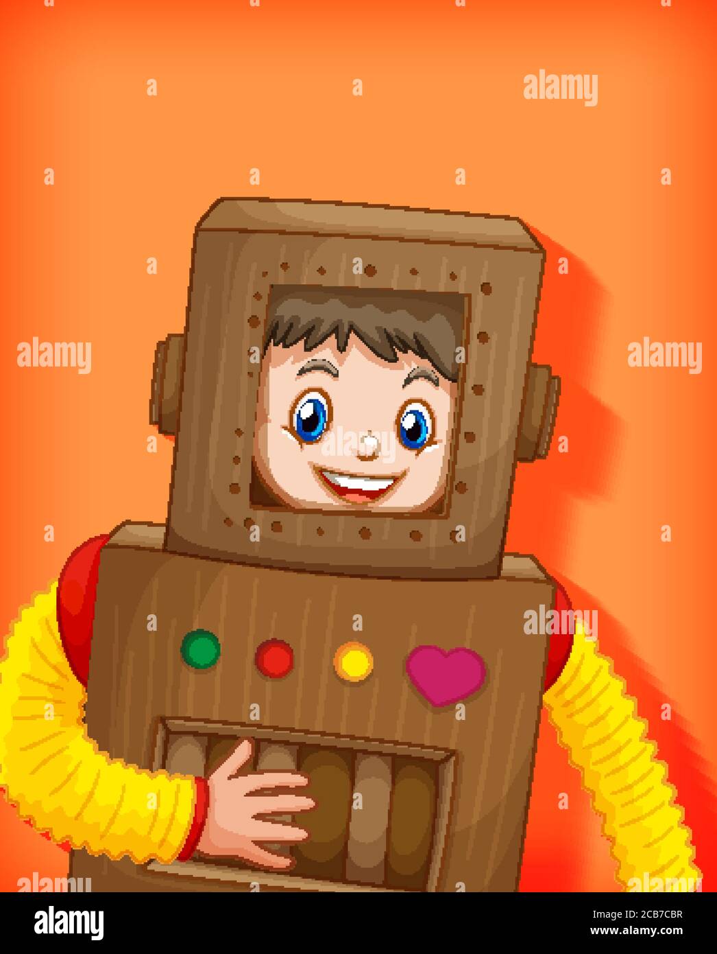 Cute boy wearing robot costume isolated illustration Stock Vector Image ...