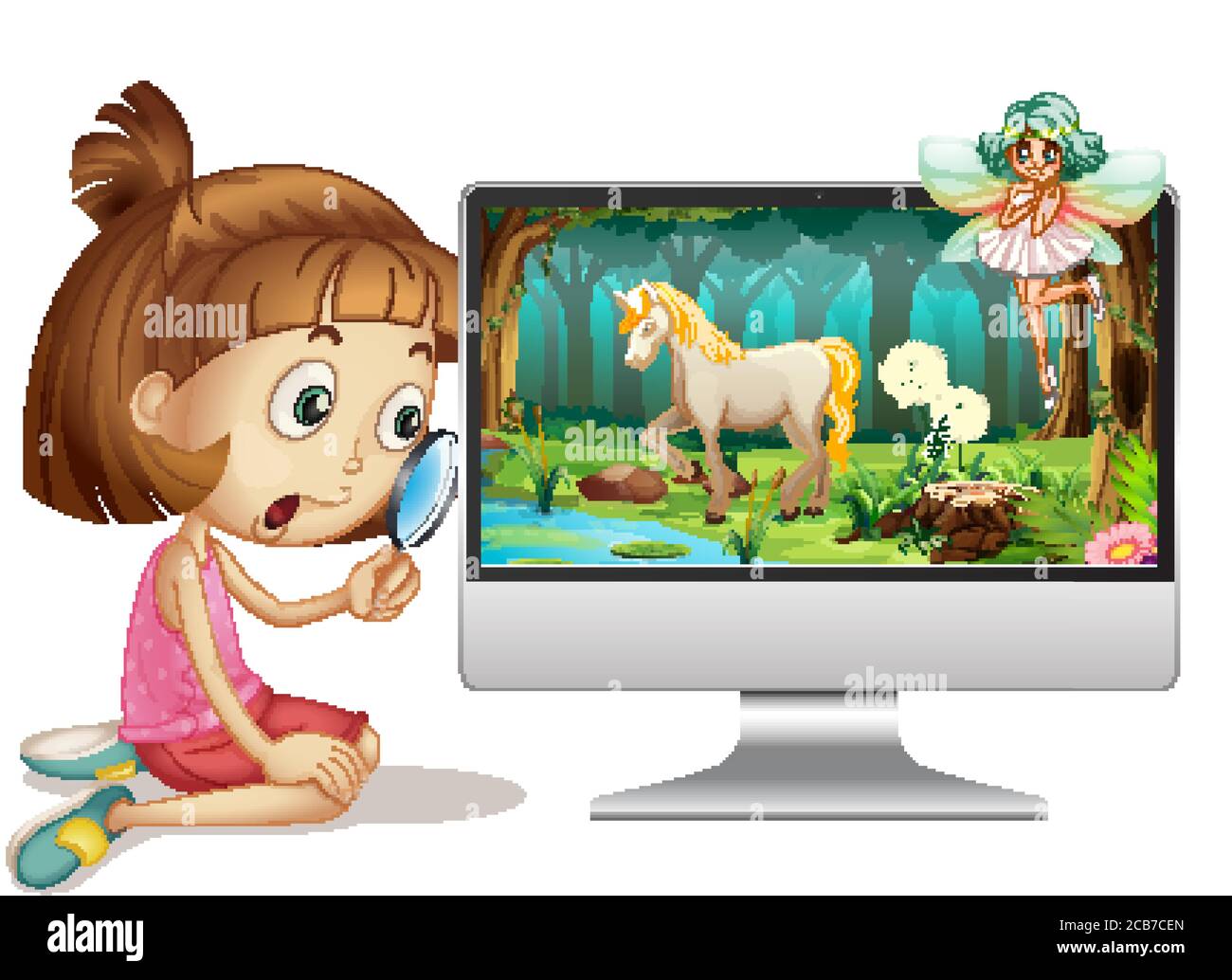 Fairy tale on computer background illustration Stock Vector Image & Art ...