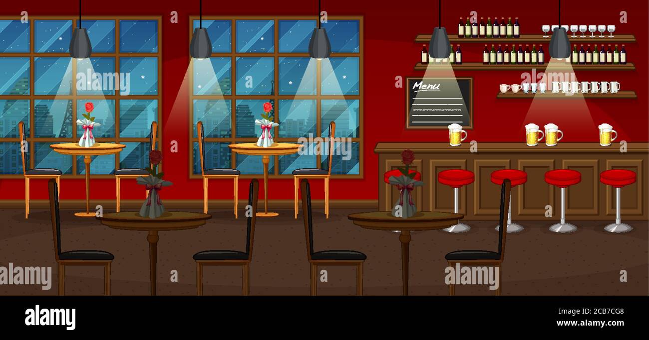 Pub and restaurant background scene illustration Stock Vector Image ...