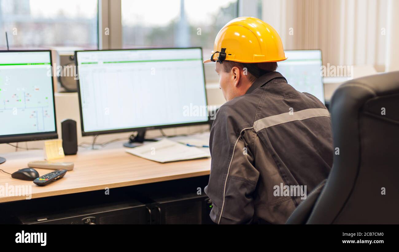 Maintenance engineer inspect relay protection system from control ...