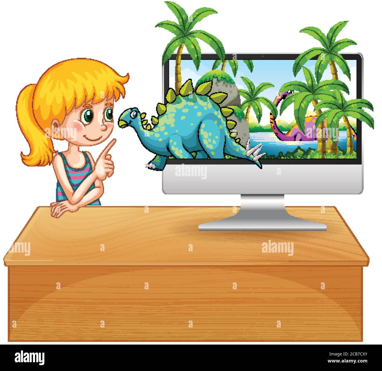 Dinosaur on computer screen background illustration Stock Vector Image ...