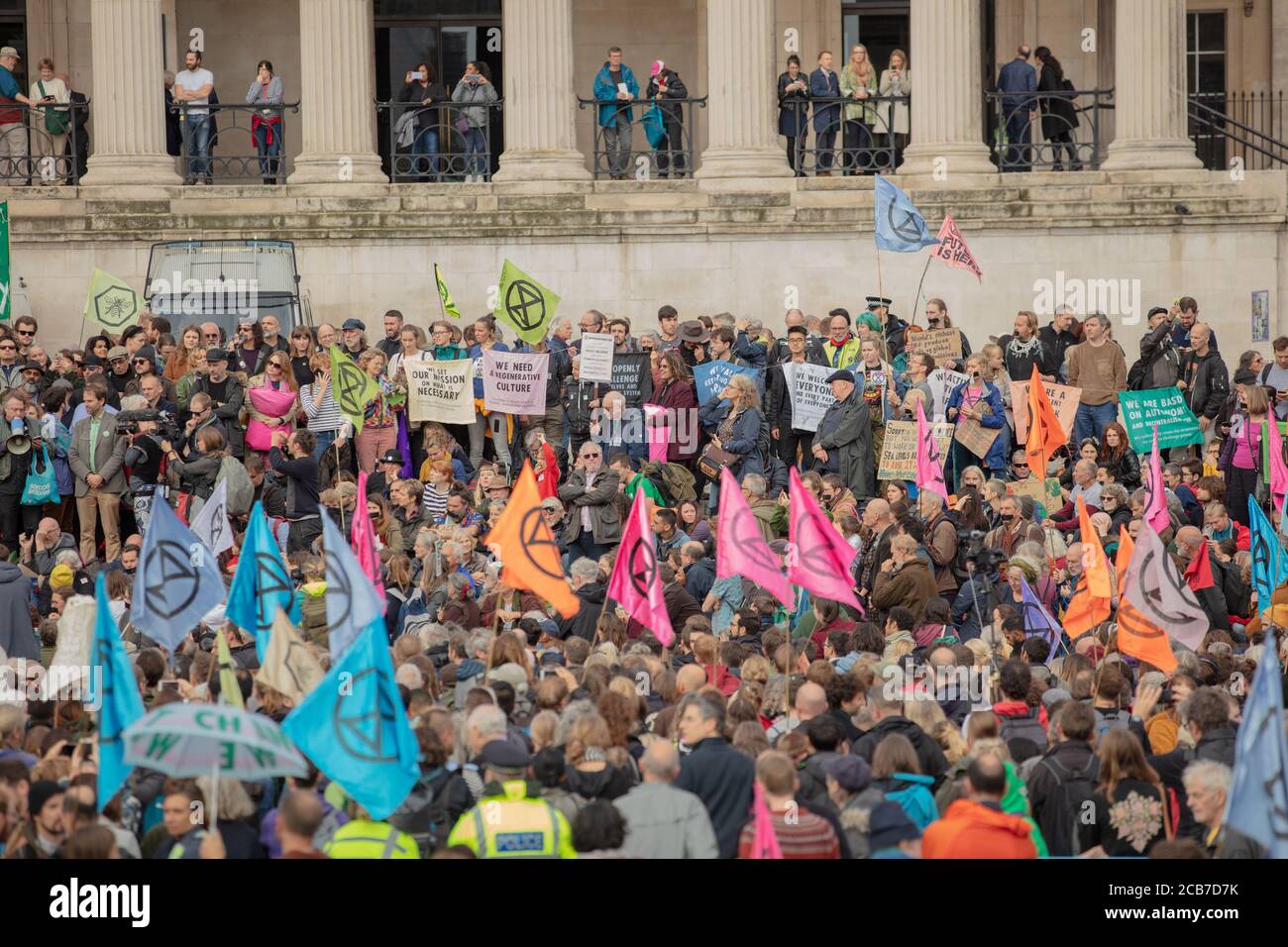 Large crowd during a protest by members of Extinction Rebellion against ...