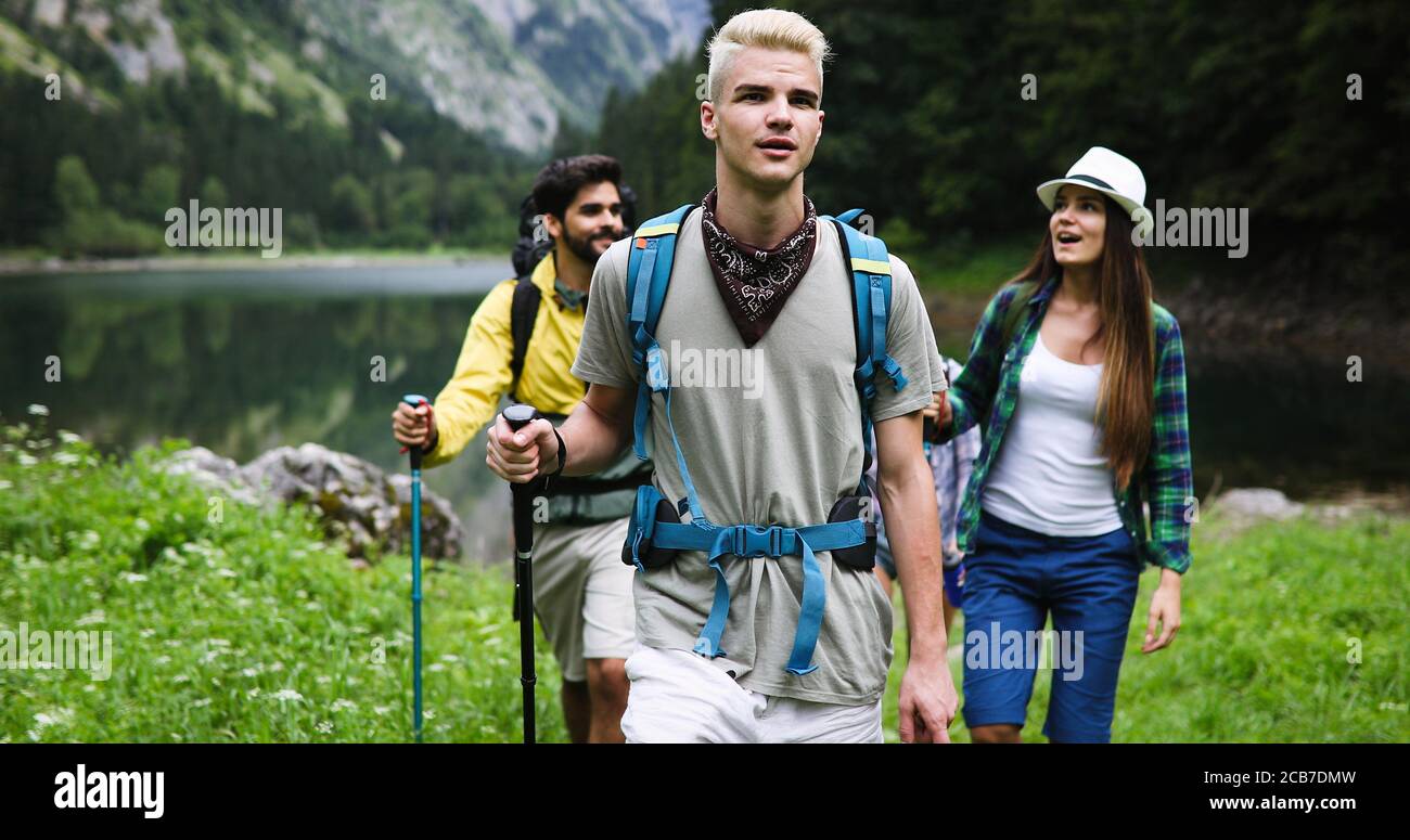 Male female hiking in extreme hi-res stock photography and images - Alamy
