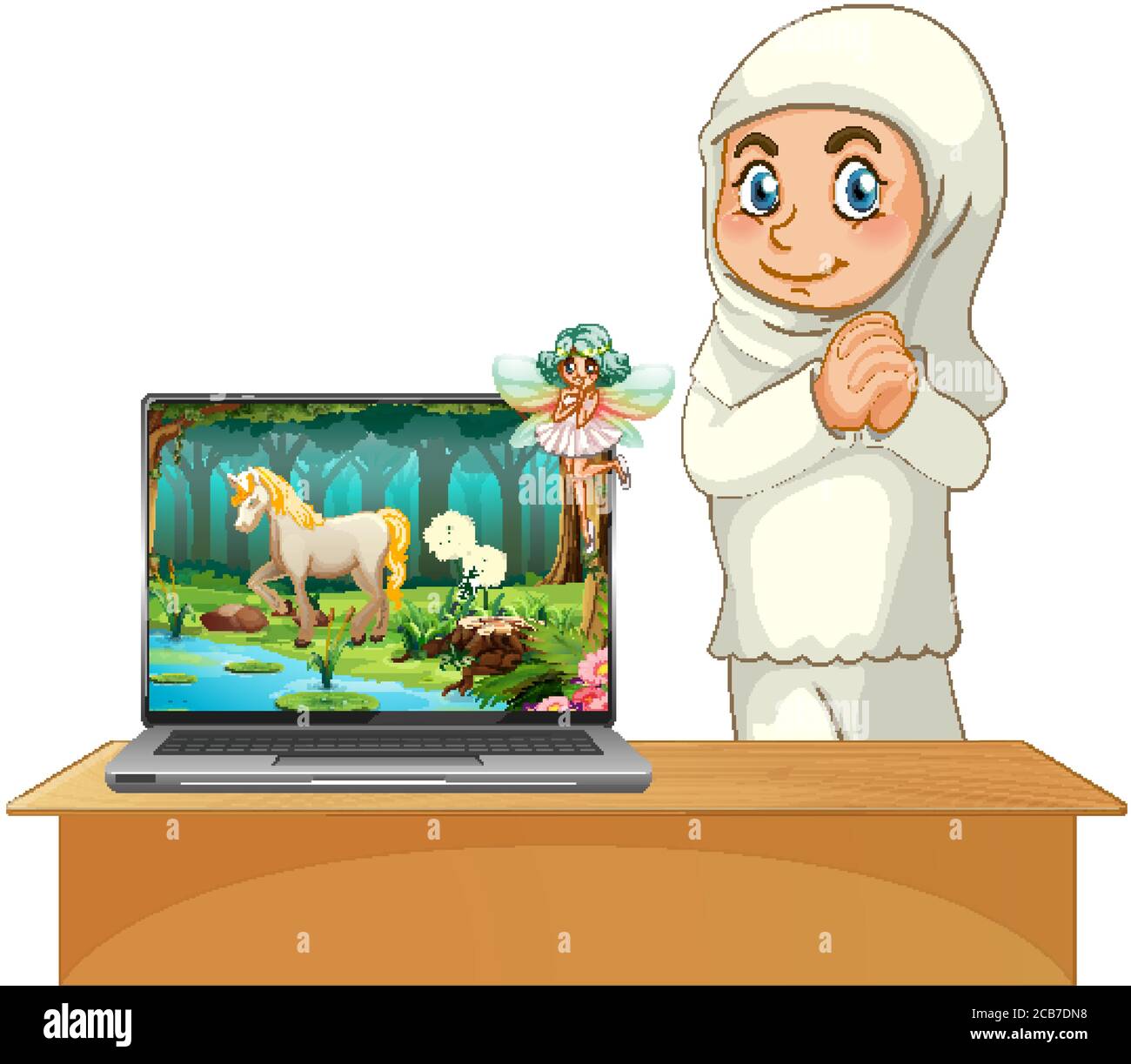 Fairy tale on computer background illustration Stock Vector Image & Art ...