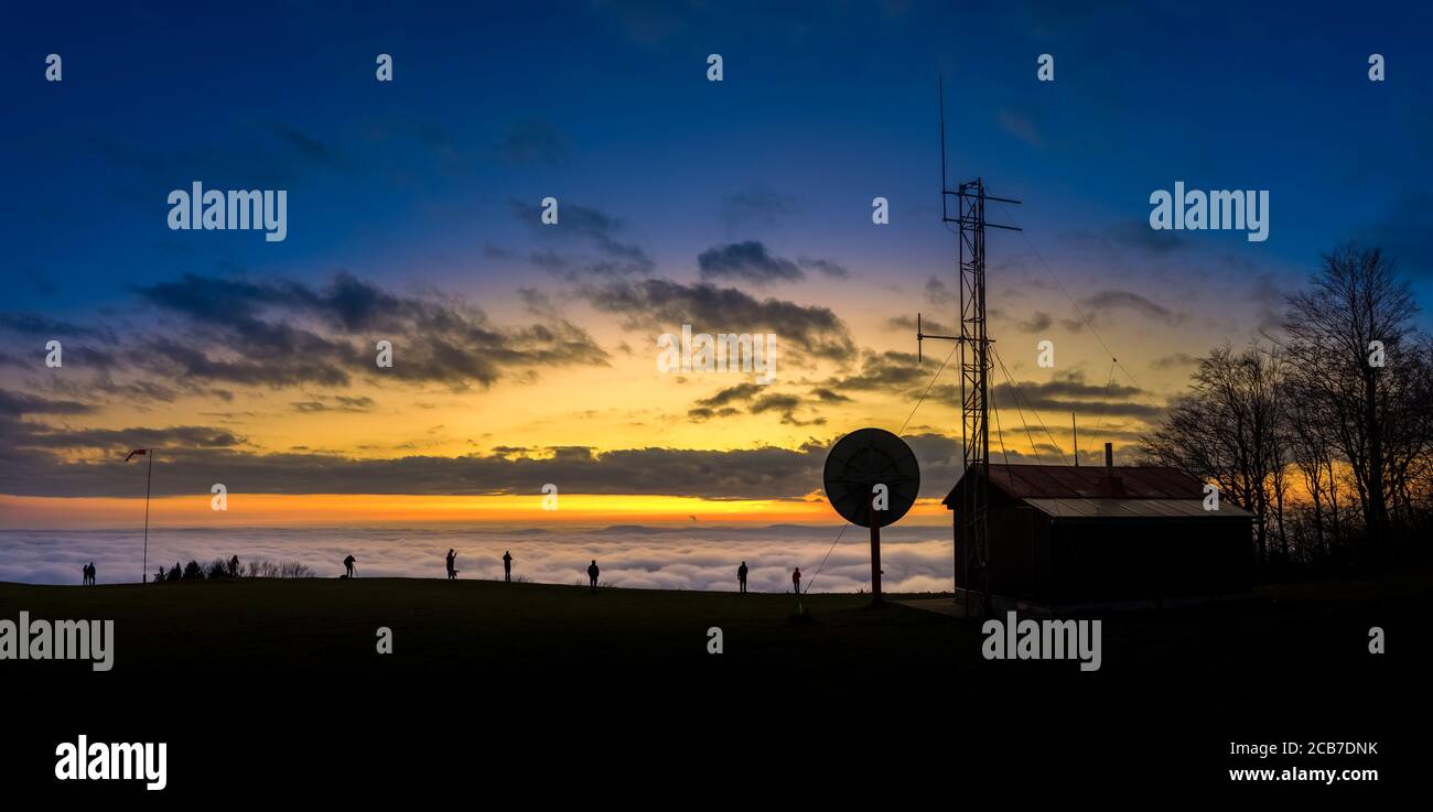 Amazing sunset sunrise inversion night view of the transmitter with ...