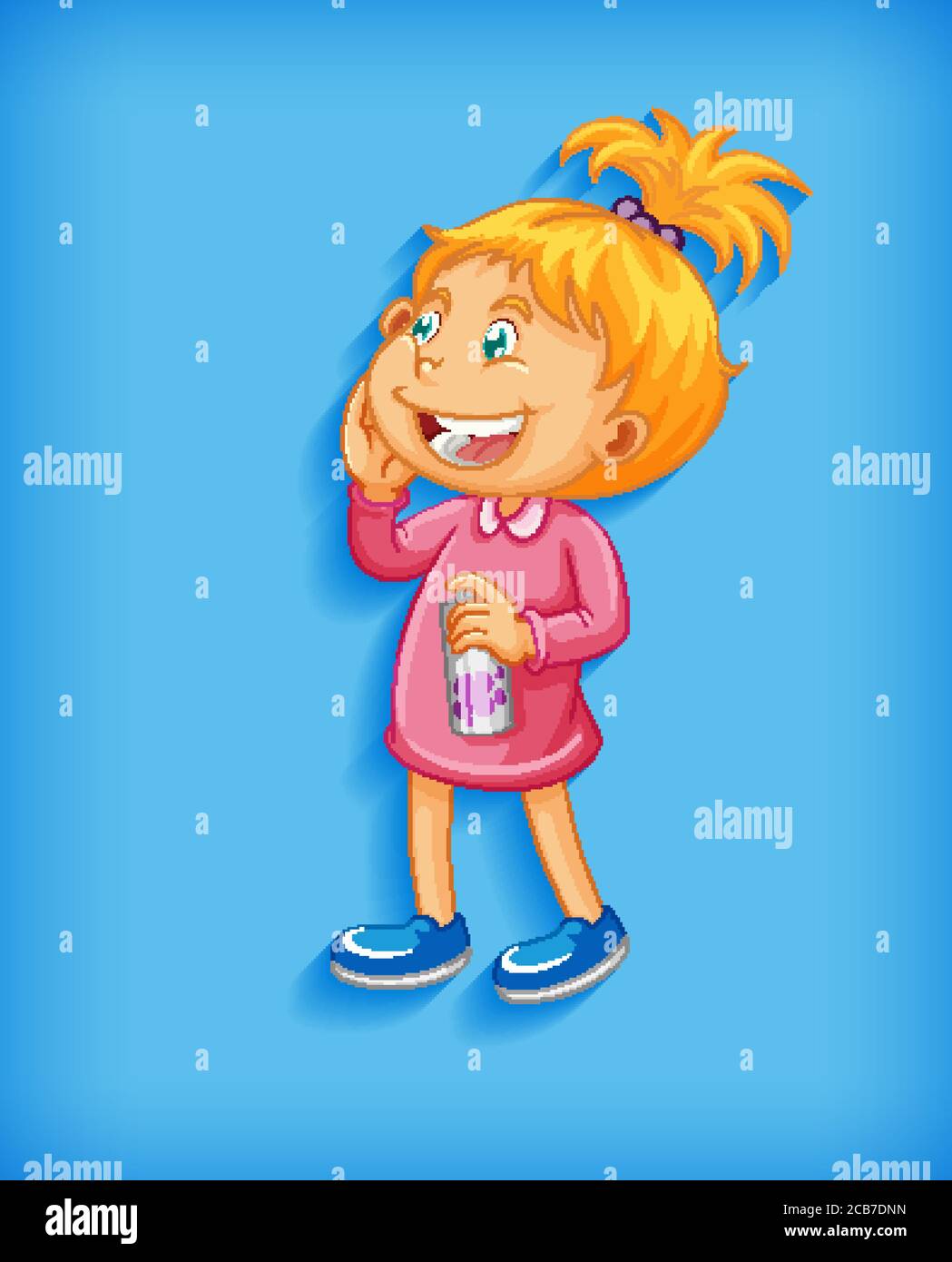 Cute little girl smiling in standing position cartoon character ...