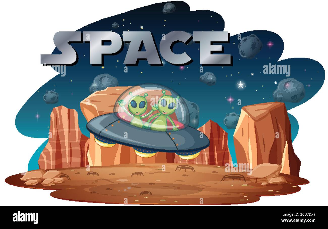 Alien in space scene illustration Stock Vector Image & Art - Alamy