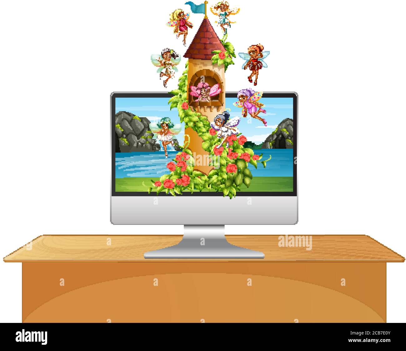 Fairy tale on computer background illustration Stock Vector Image & Art ...