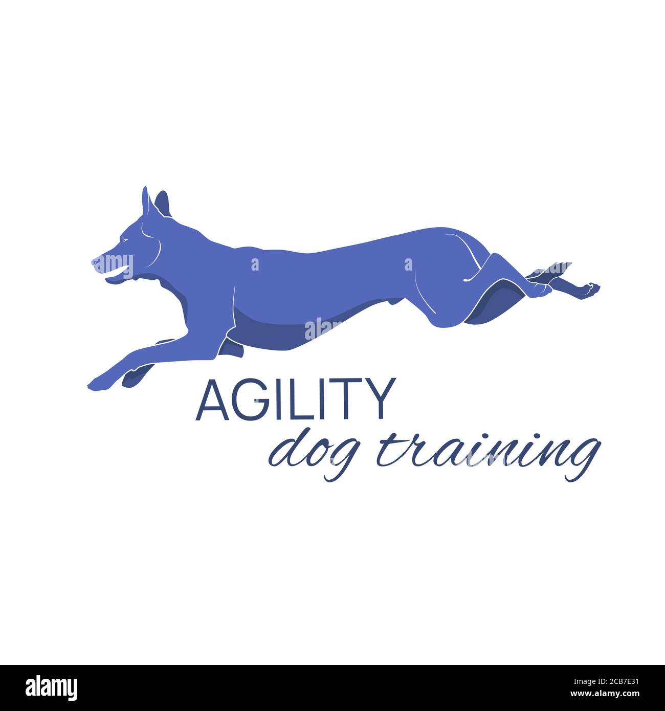 Flat vector silhouette of jumping dog for agility club logo design ...