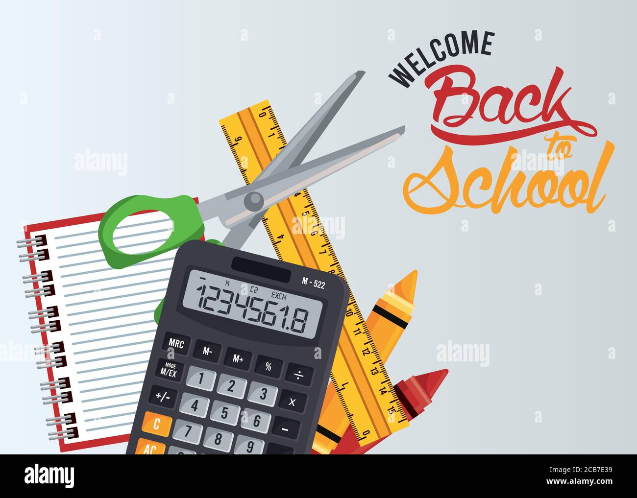 back to school poster with calculator and items vector illustration ...