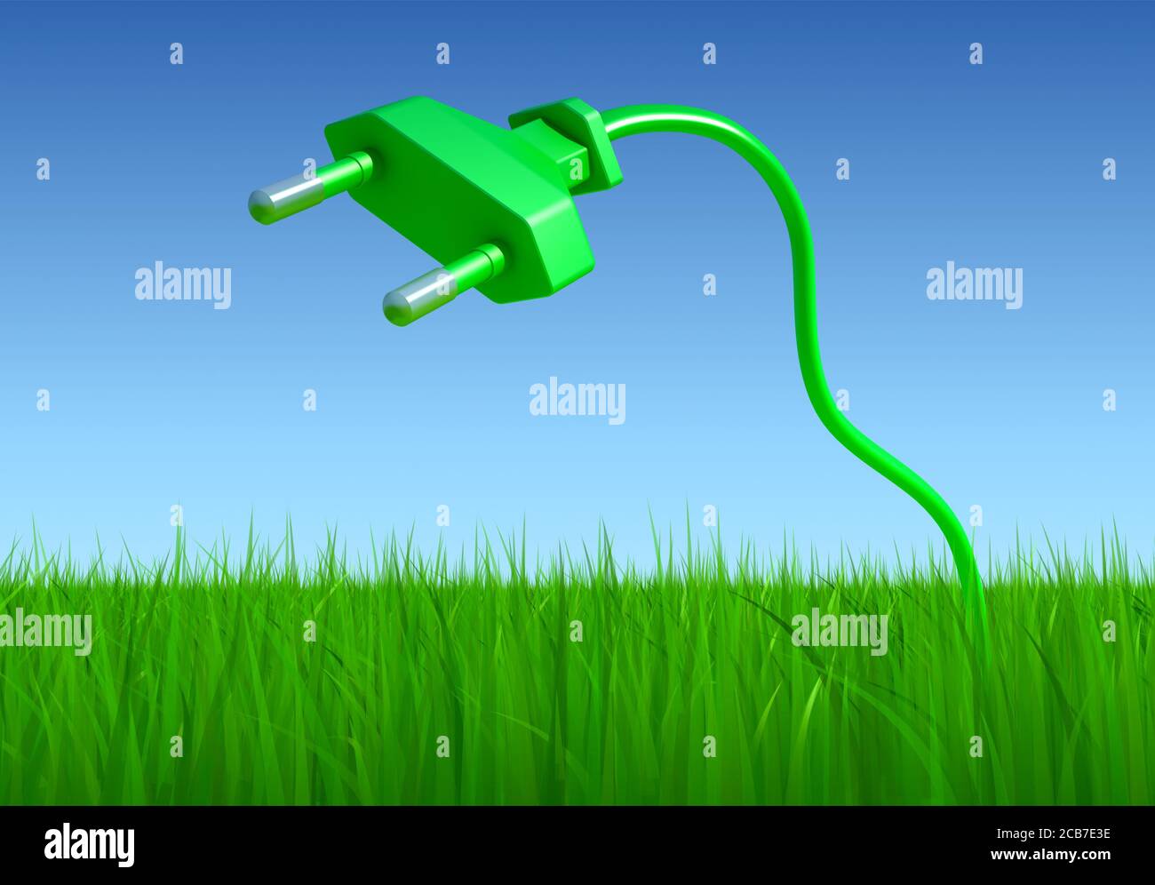 Green Plug with Grass Render Stock Photo - Alamy