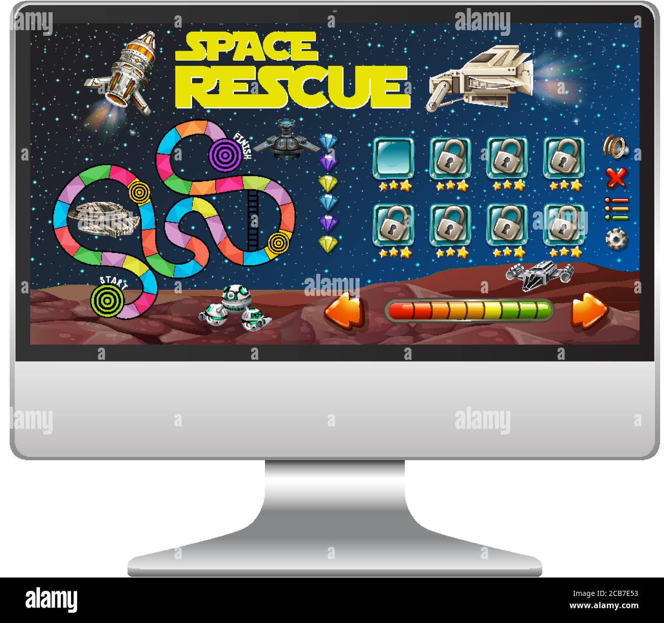 Space game on computer screen illustration Stock Vector Image & Art - Alamy