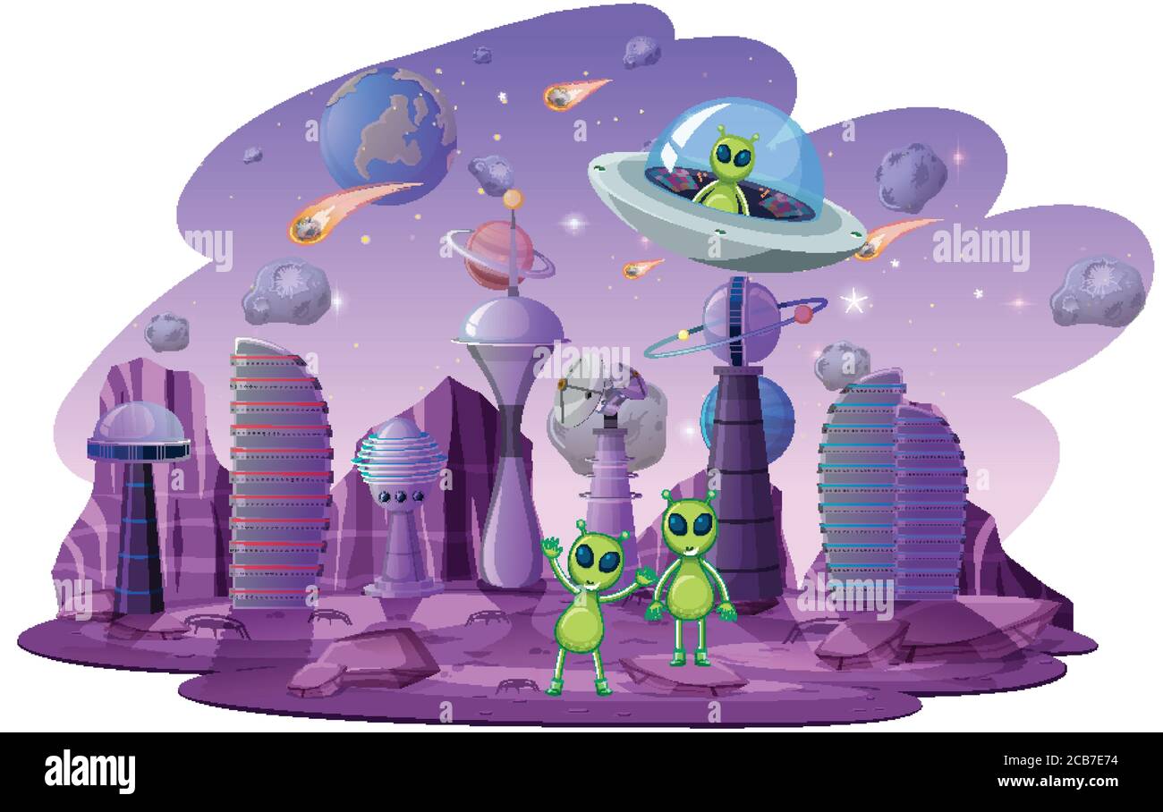 Alien in space scene illustration Stock Vector Image & Art - Alamy