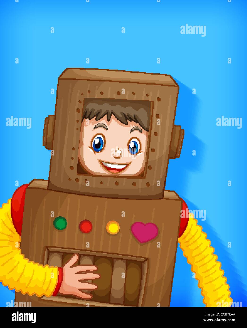 Cute boy wearing robot costume isolated illustration Stock Vector Image ...