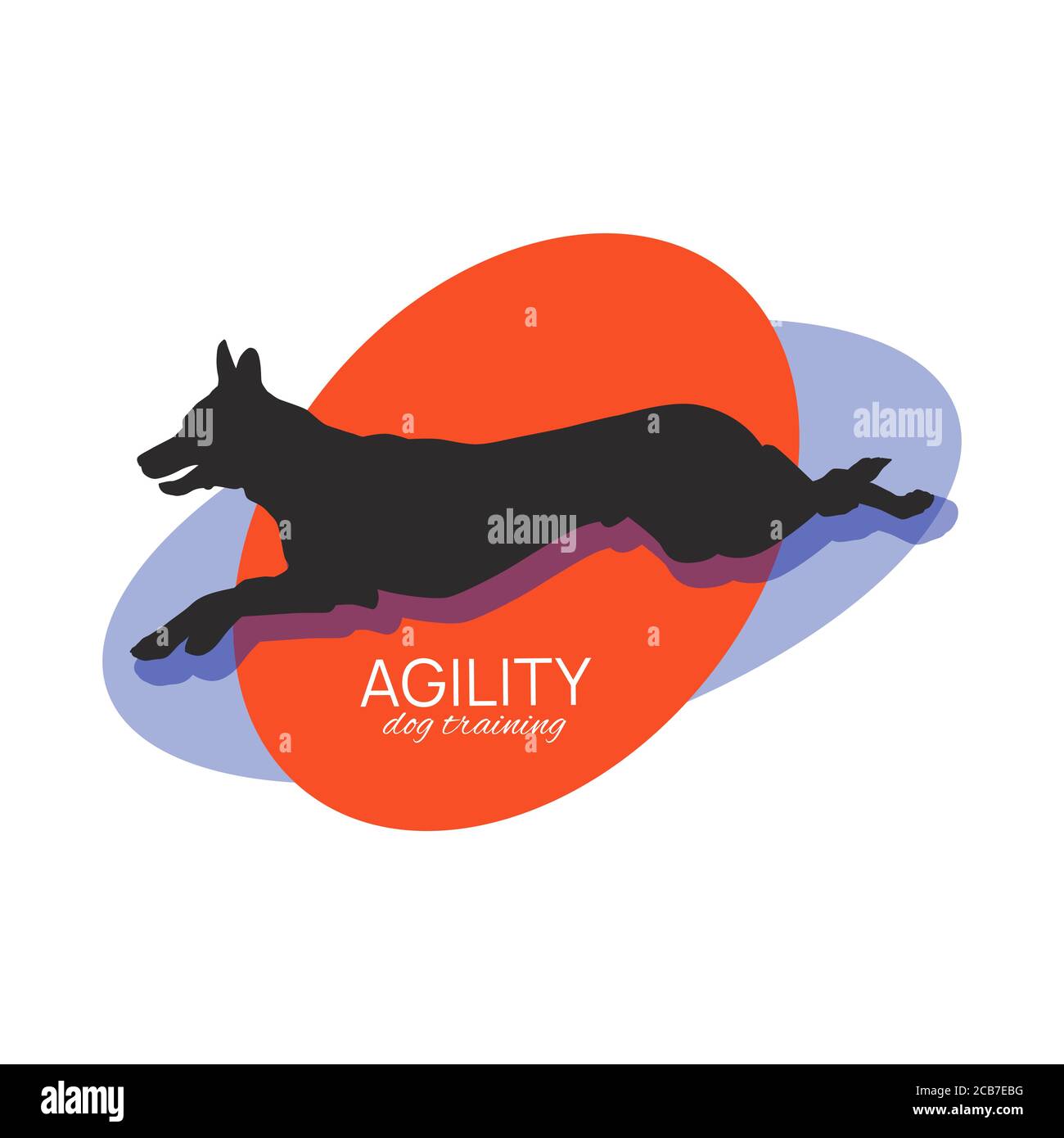 Flat vector silhouette of jumping dog for agility club logo design ...