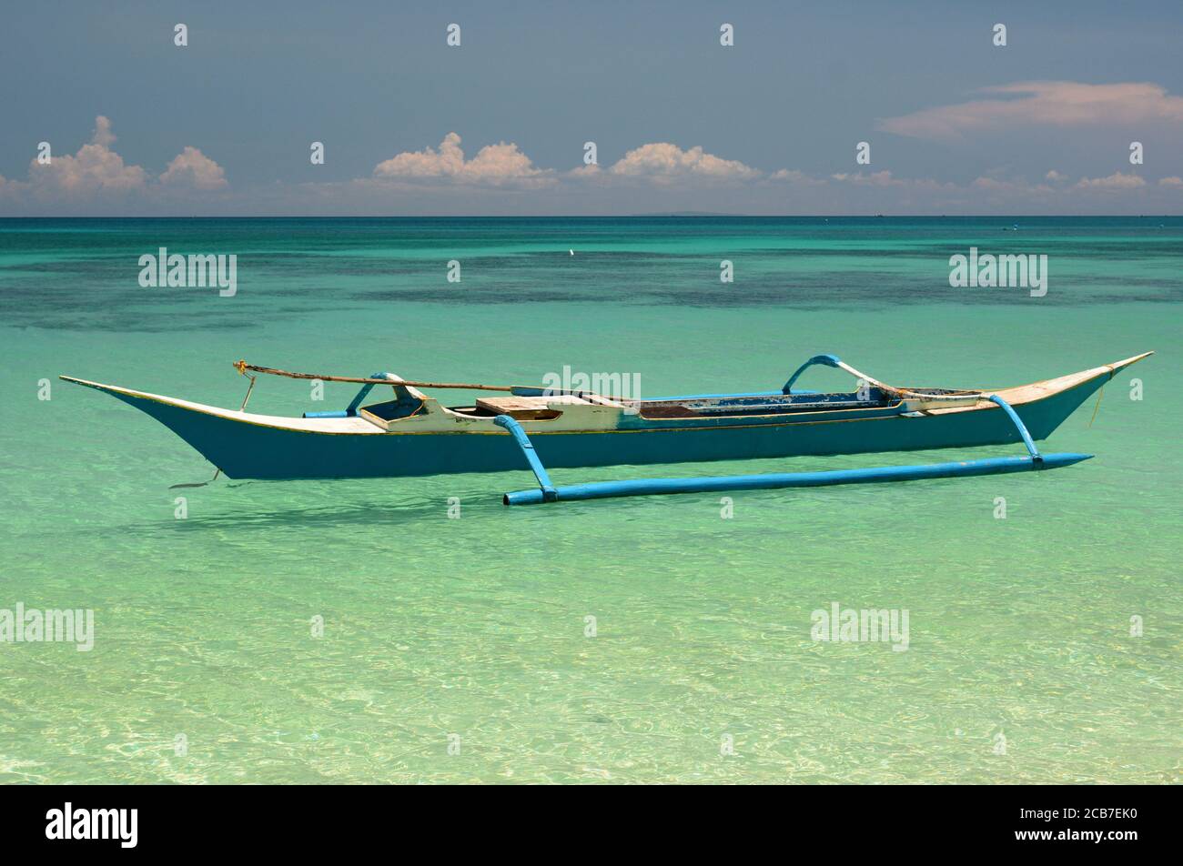 Bangka on turquoise water. Boracay island. Western Visayas. Philippines ...