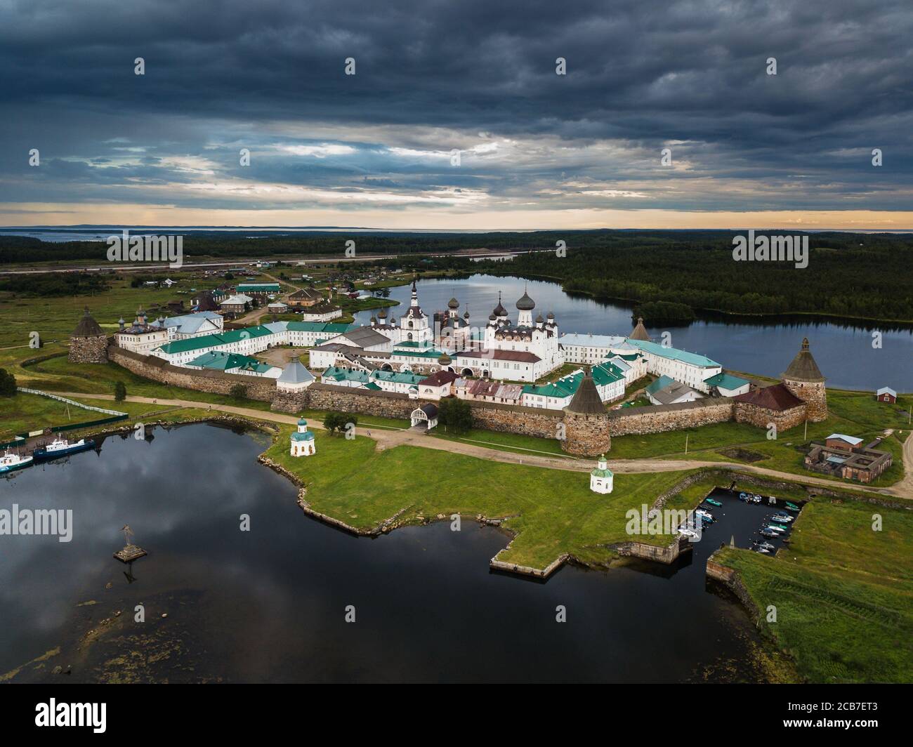 Panoramic landscape photo of the Solovetsky Monastery from a bird's-eye ...