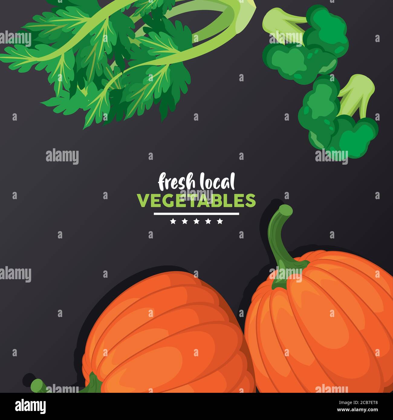 vegetables fresh local lettering with black background vector ...