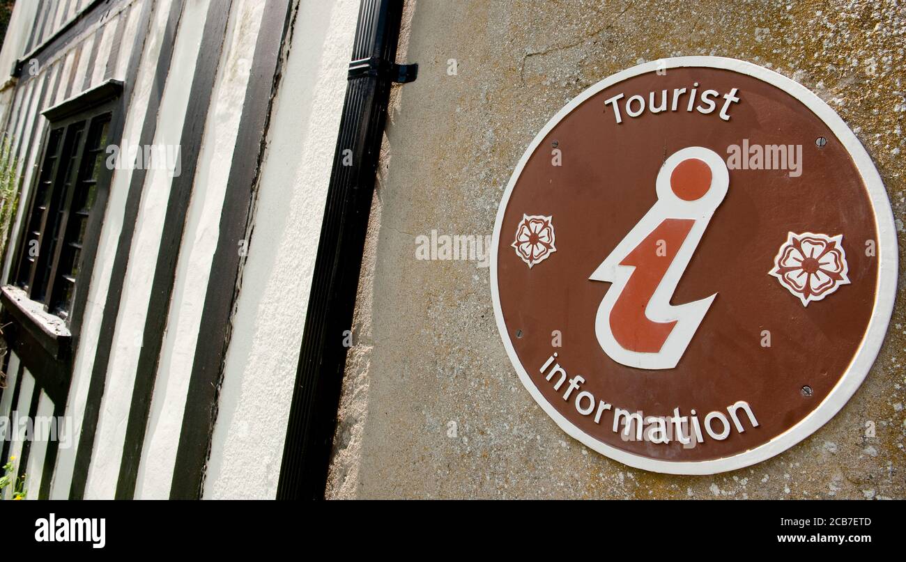 Tourist information sign outside the home of Oliver Cromwell, now a ...