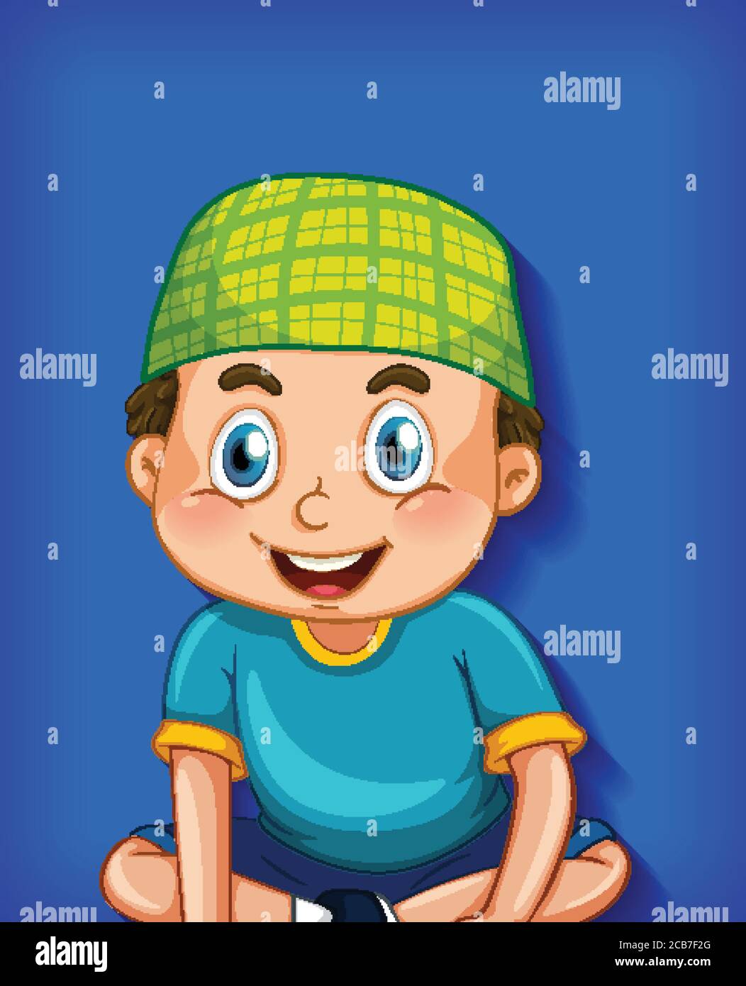 Male muslim cartoon character on colour gradient background ...
