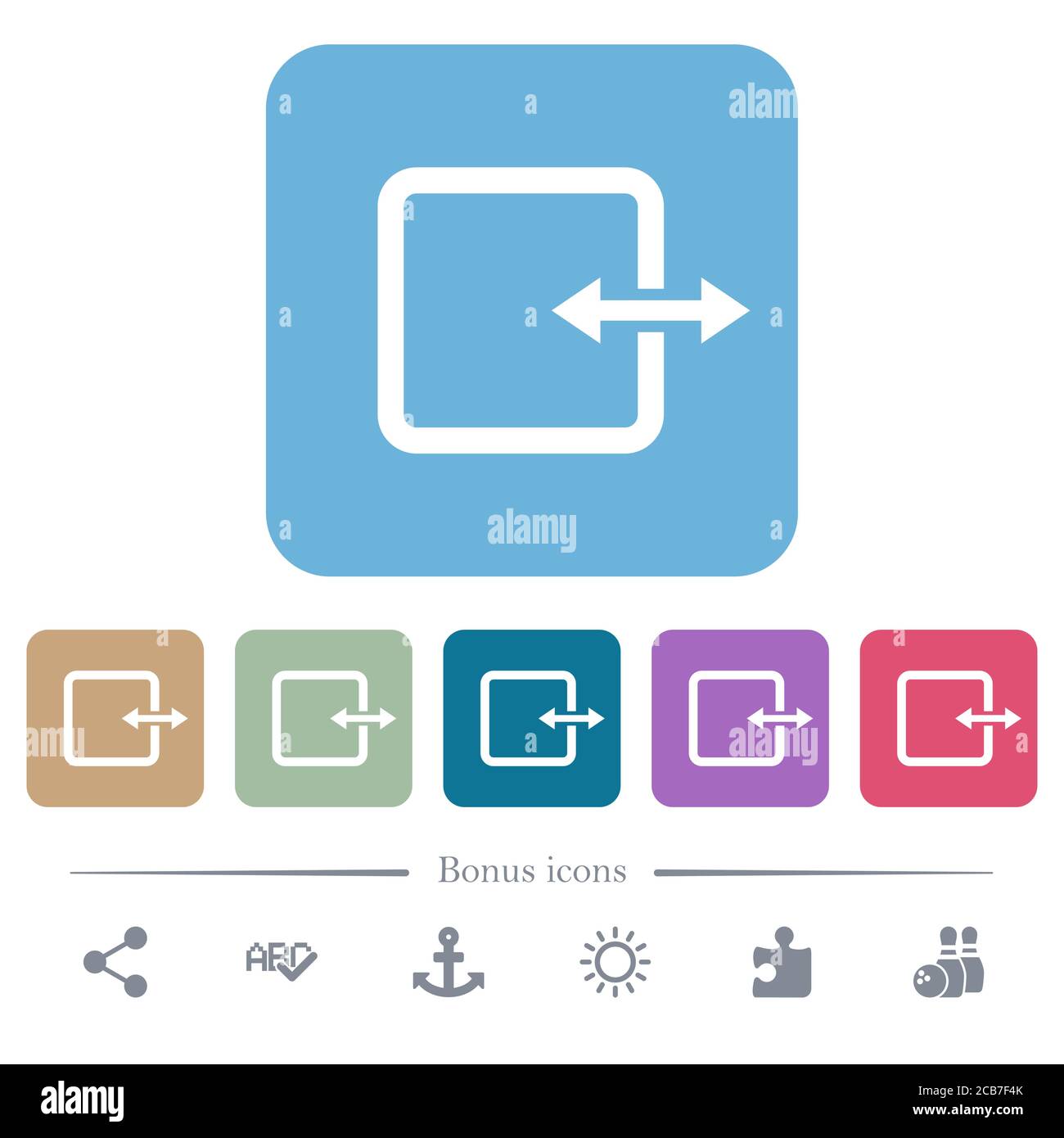 Adjust item width white flat icons on color rounded square backgrounds. 6 bonus icons included ...