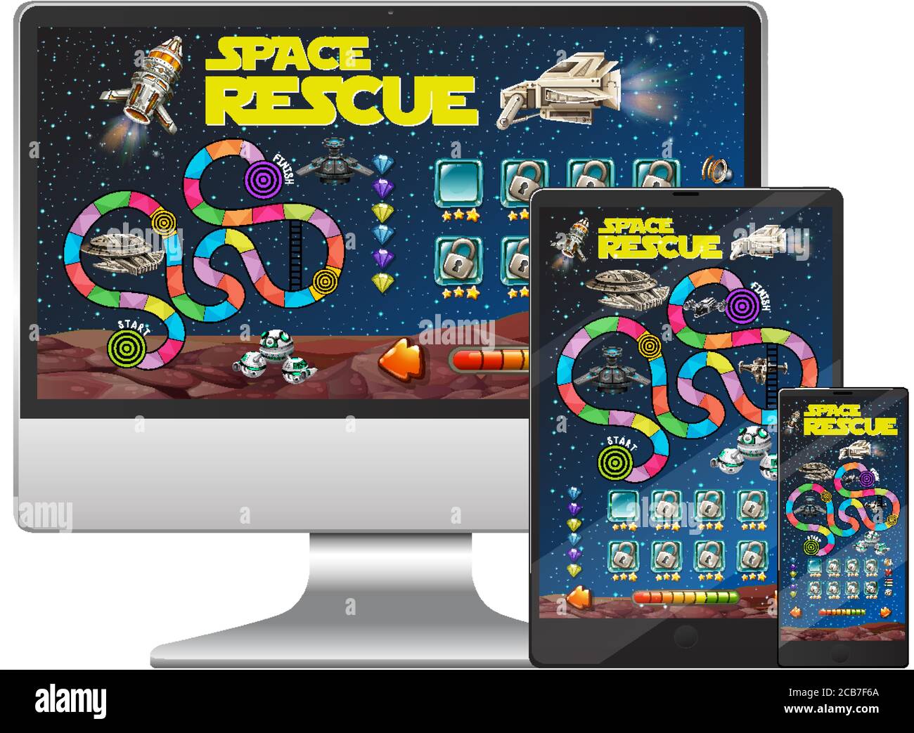 Space game on computer screen illustration Stock Vector Image & Art - Alamy