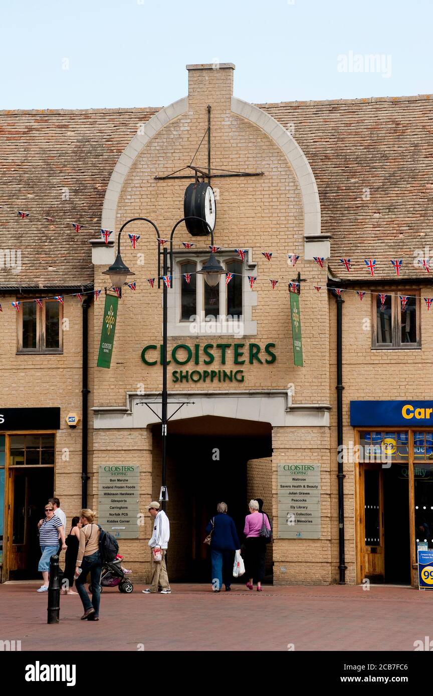 Entrance to the Cloisters Shopping Centre in the cathedral city of Ely ...