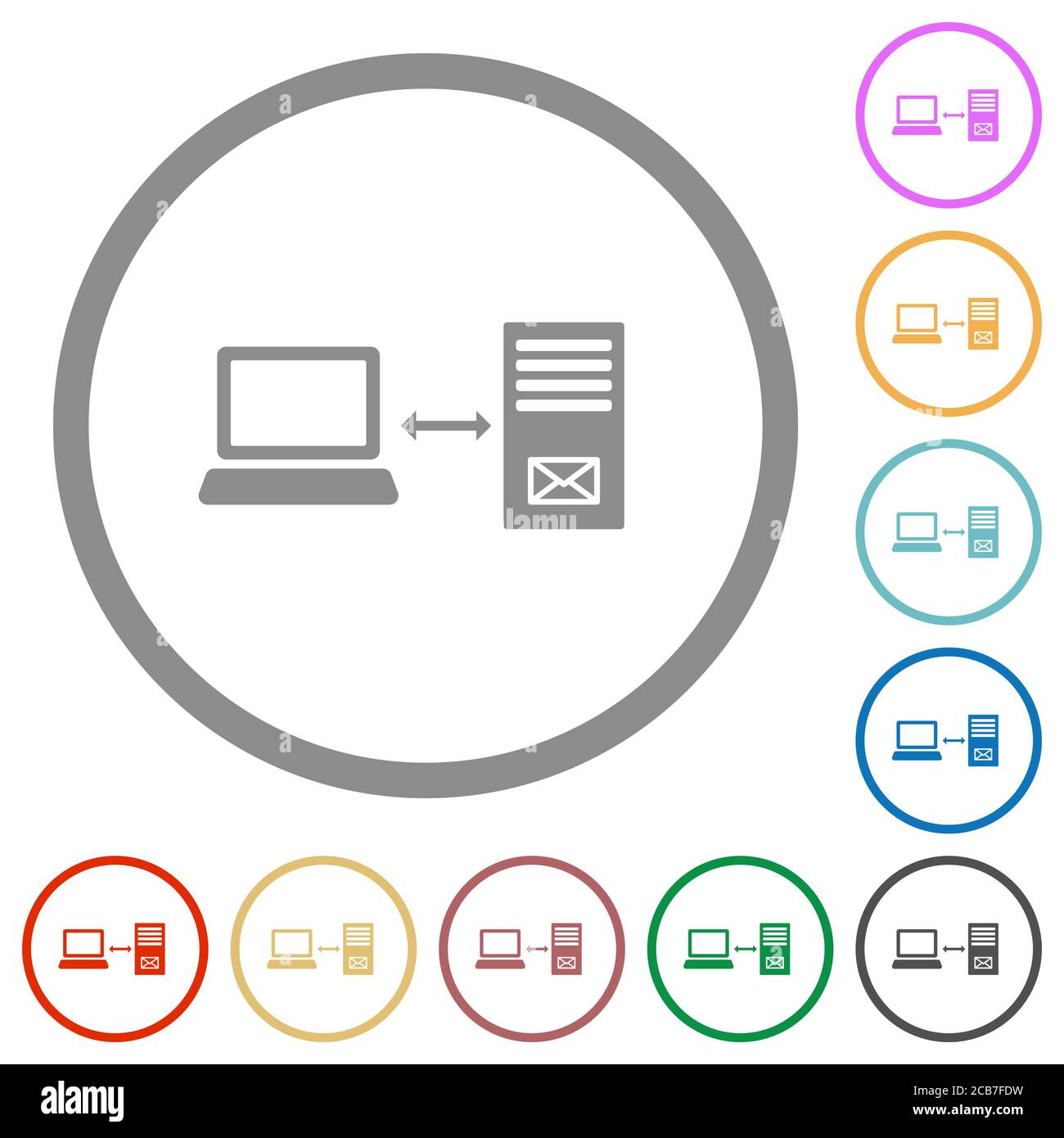 Syncronize computers flat color icons in round outlines on white background Stock Vector Image ...