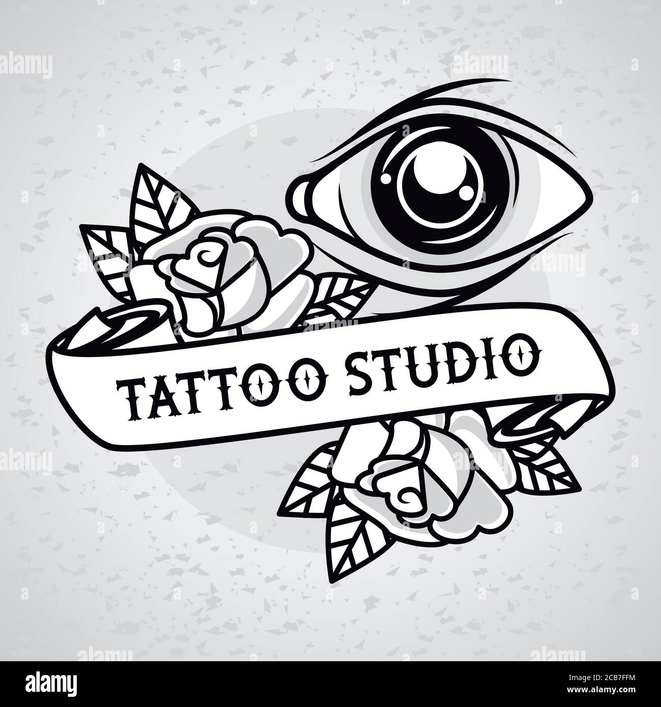 eye human and roses tattoo studio graphic vector illustration design ...