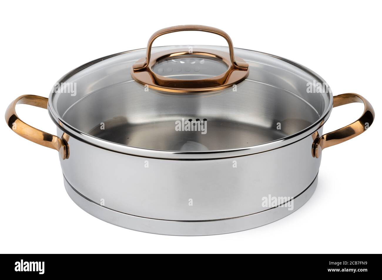 New metal cooking pot isolated on white Stock Photo - Alamy