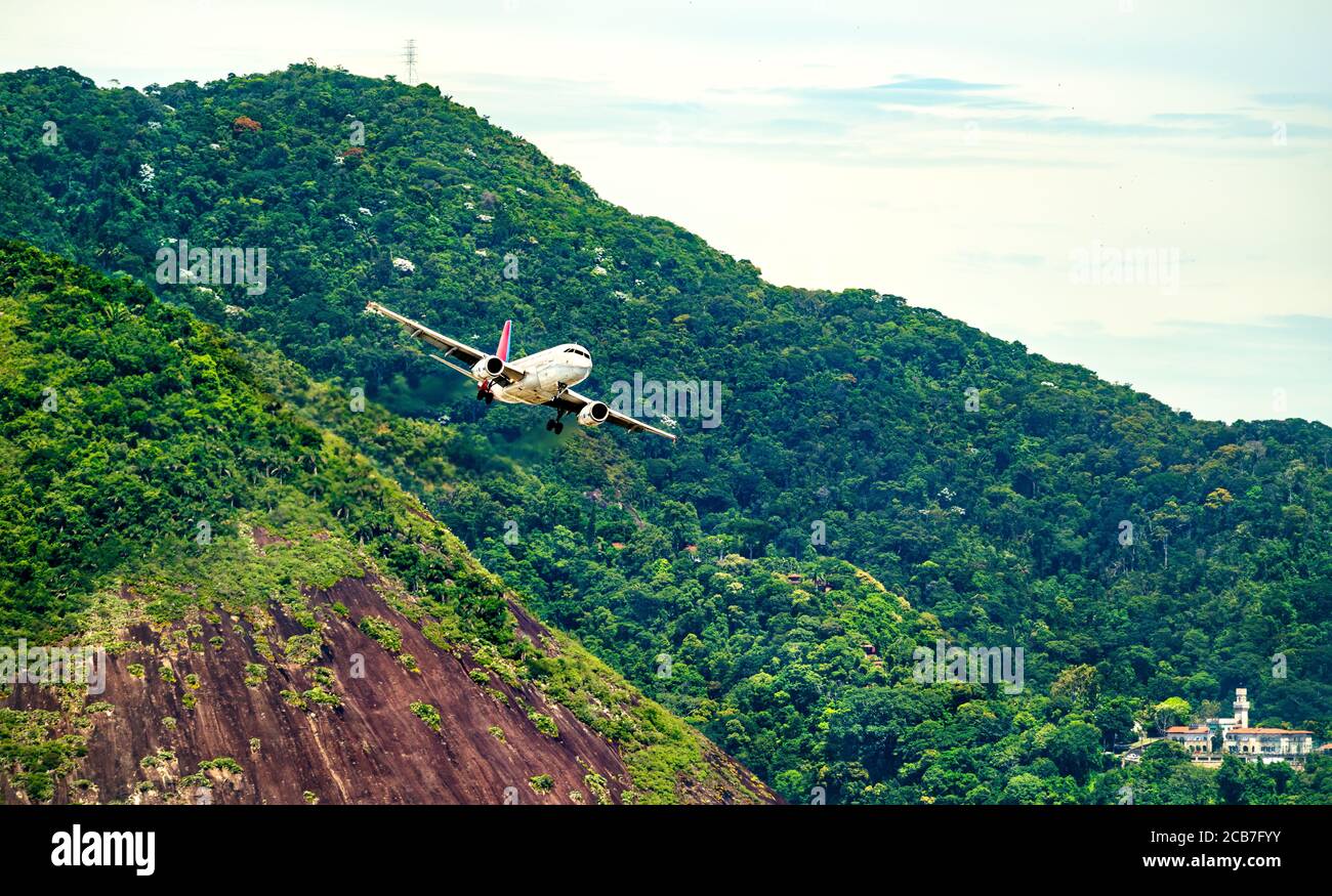 Airplane before landing at Rio de Janeiro Airport in Brazil Stock Photo ...