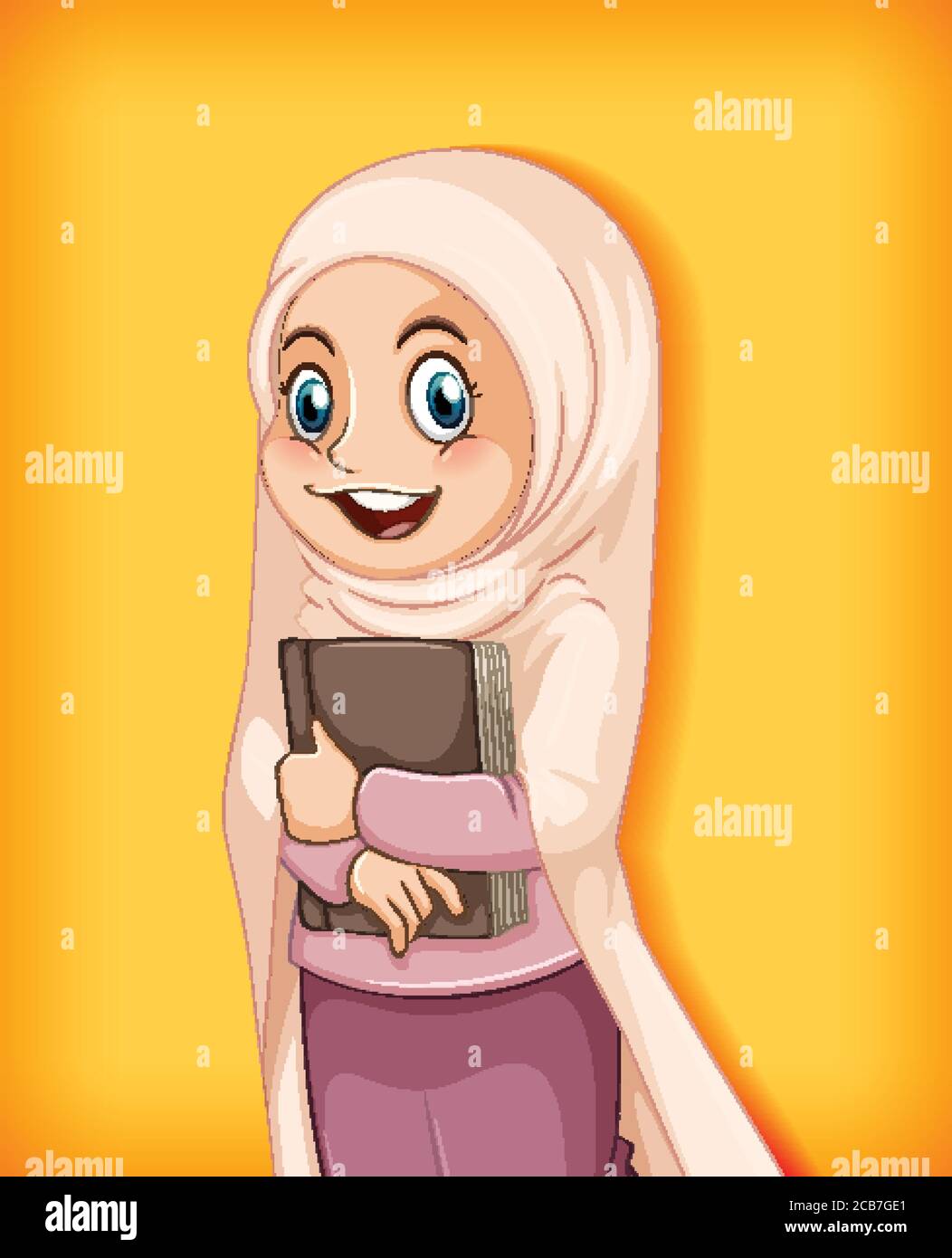 Muslim girl holding book illustration Stock Vector Image & Art - Alamy