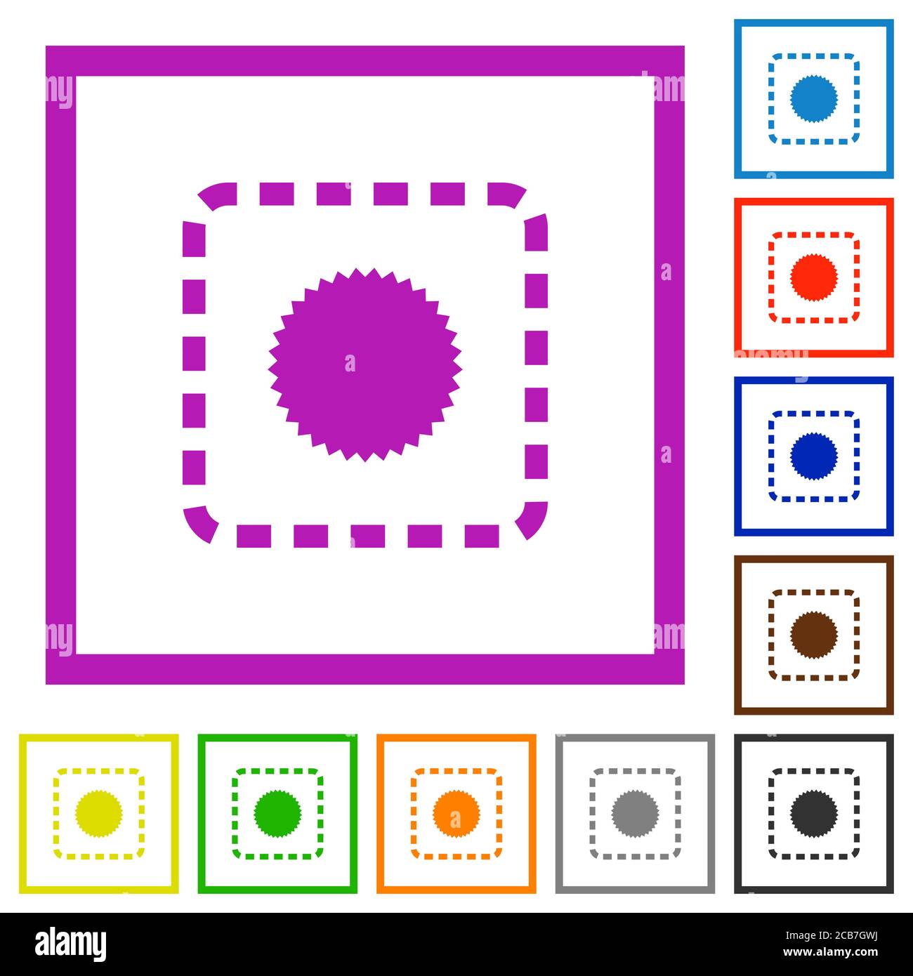 Place certificate flat color icons in square frames on white background ...