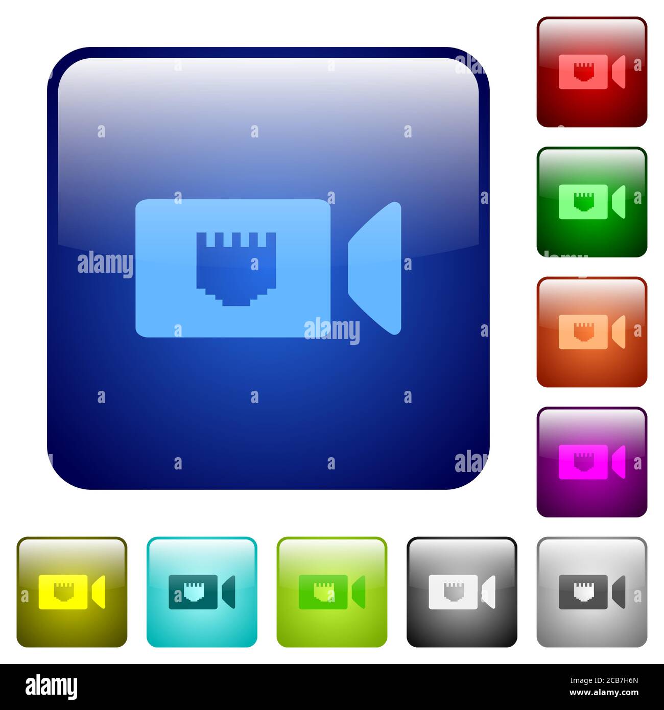 Ip Camera Icons In Rounded Square Color Glossy Button Set Stock Vector Image And Art Alamy