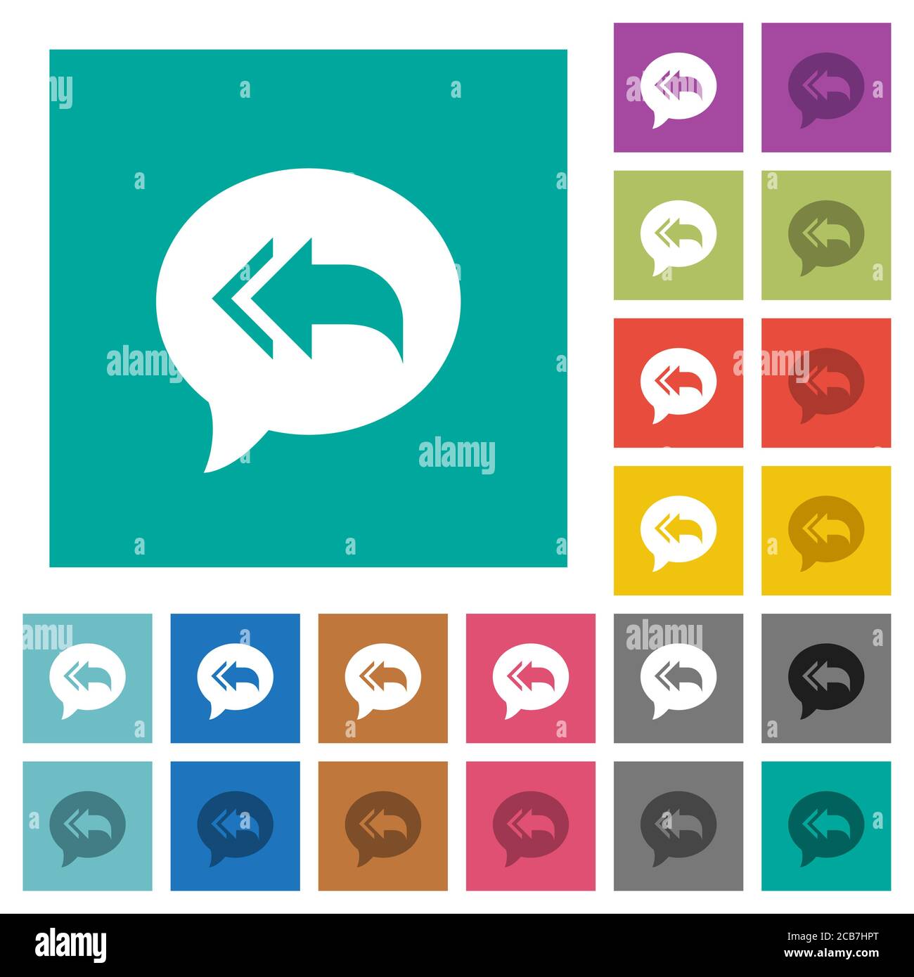 Reply to all recipients multi colored flat icons on plain square ...