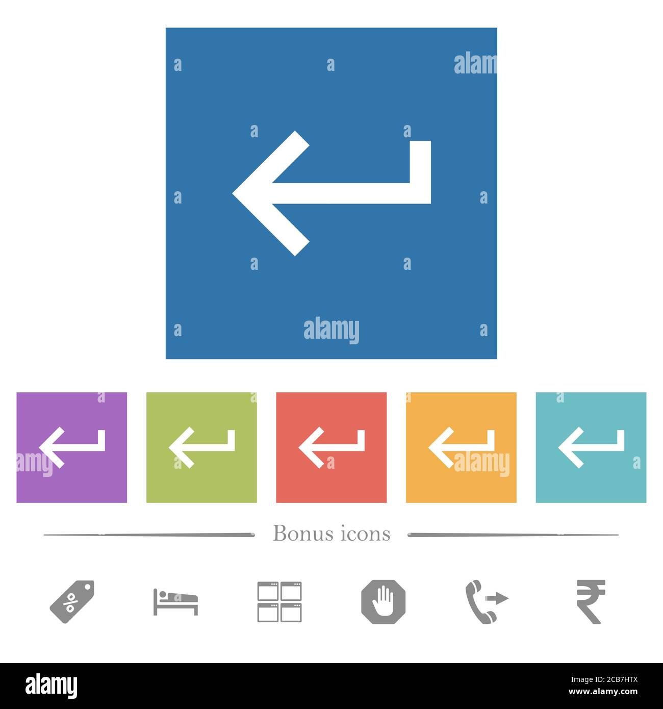 Keyboard return flat white icons in square backgrounds. 6 bonus icons ...