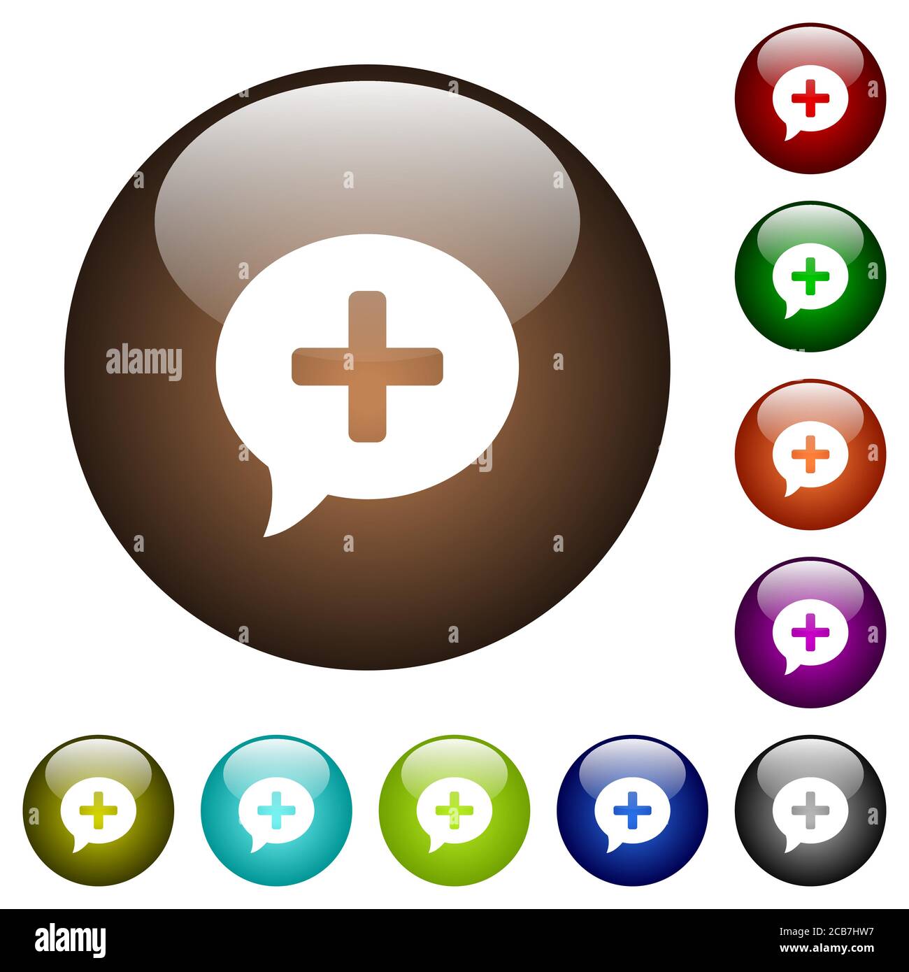 Add comment white icons on round glass buttons in multiple colors Stock ...
