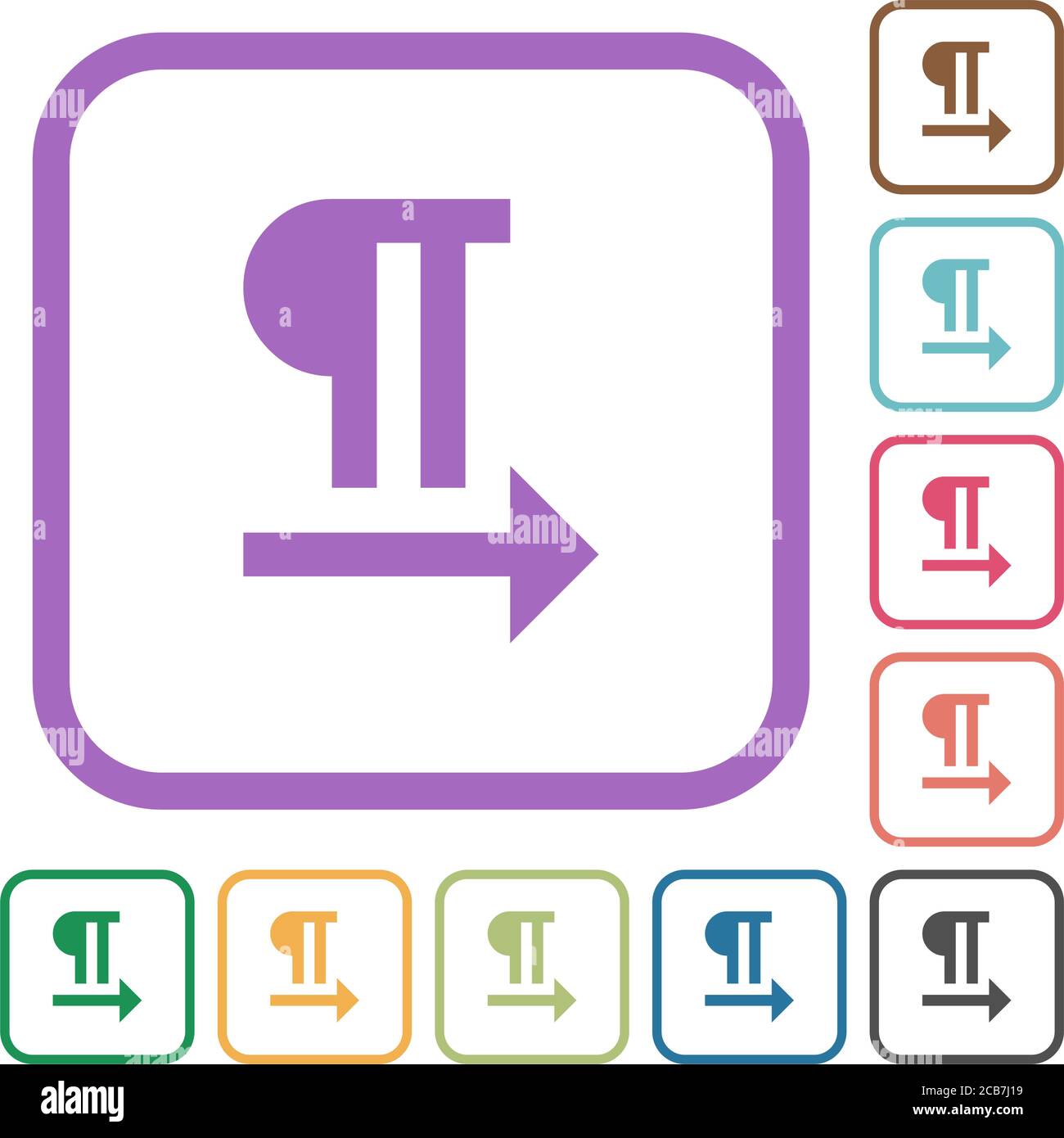 Left to right text direction simple icons in color rounded square ...