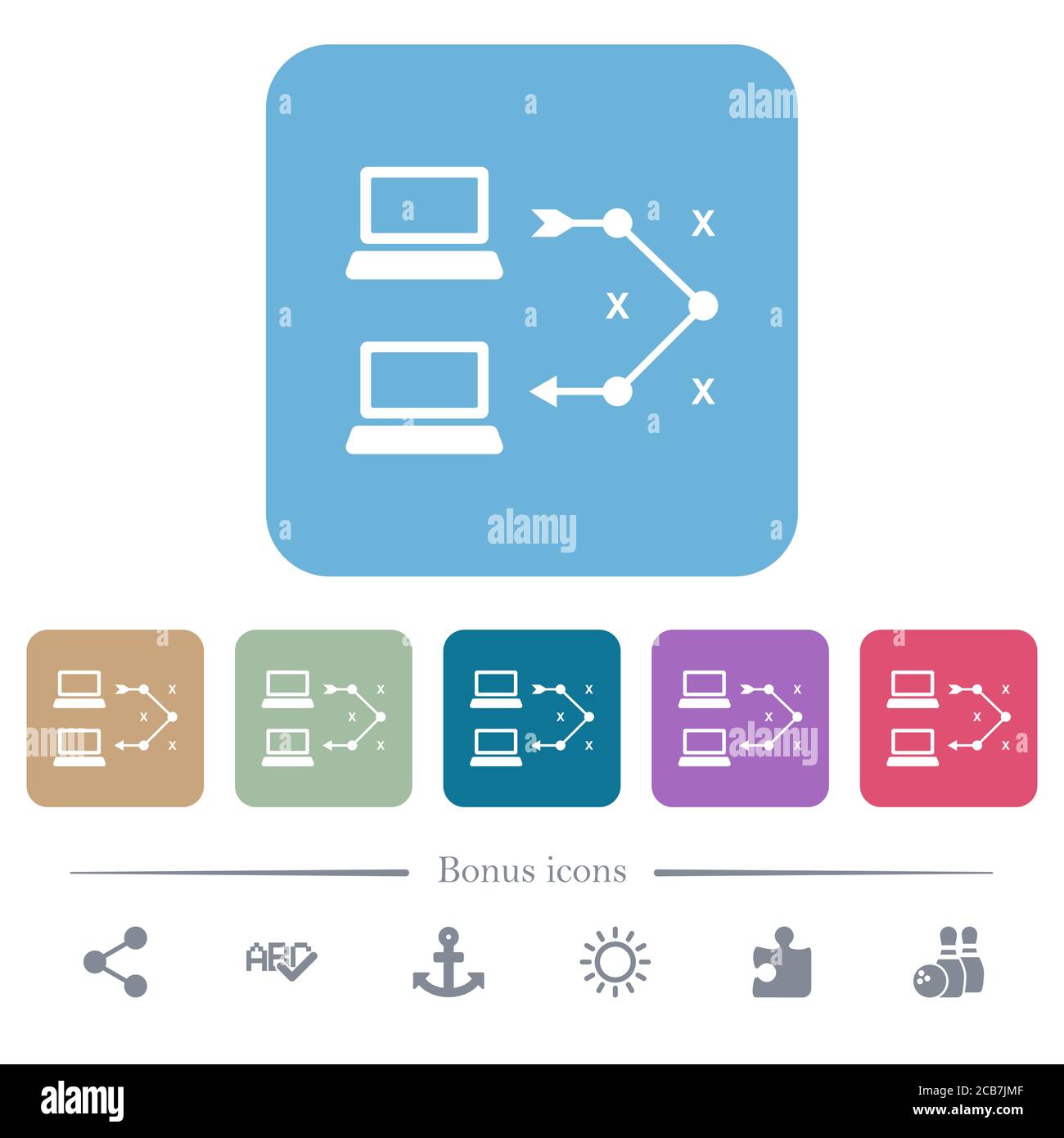 Traceroute remote computer white flat icons on color rounded square ...