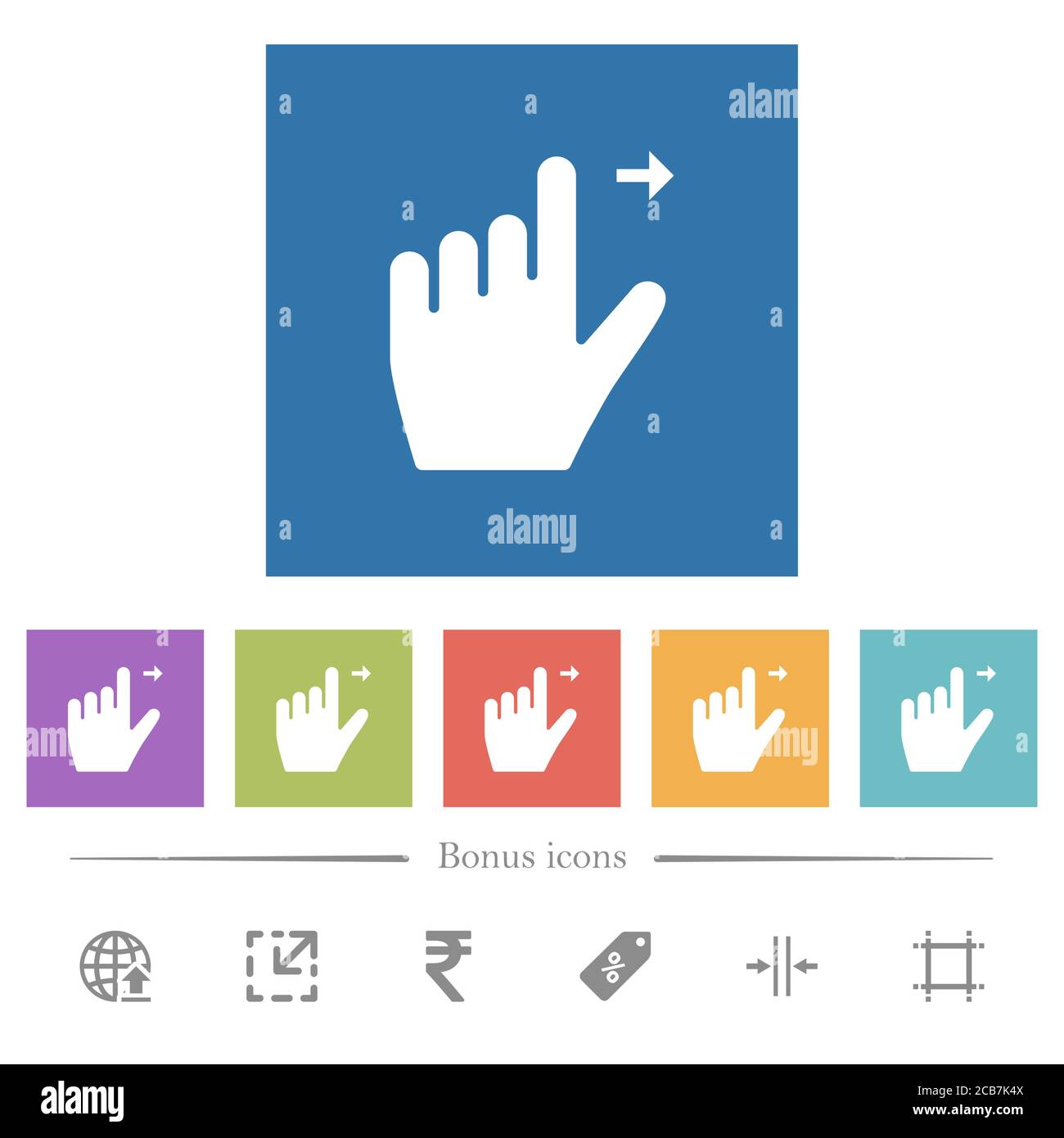 Left handed move right gesture flat white icons in square backgrounds ...
