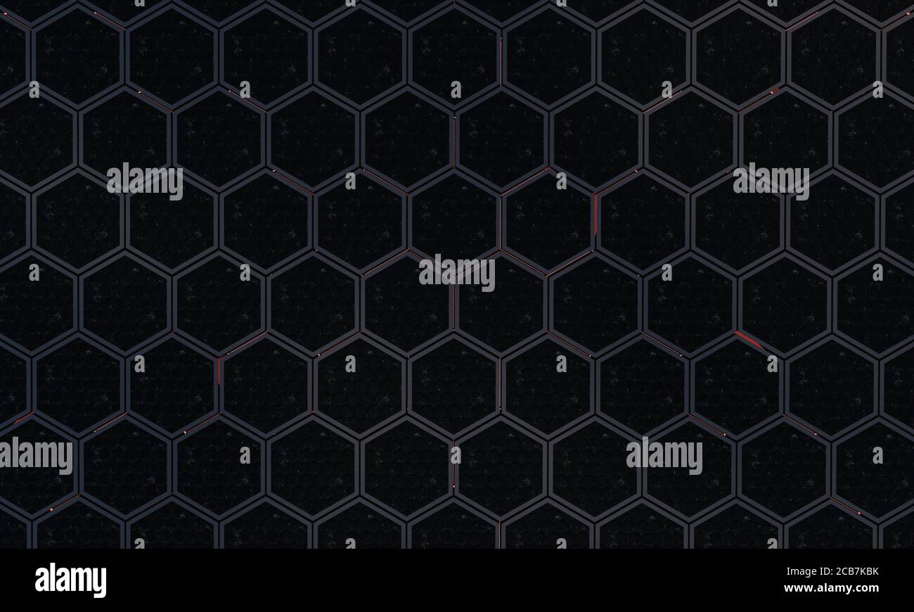 Hexagonal grid surface. Geometry pattern. Abstract hexagon with metal ...