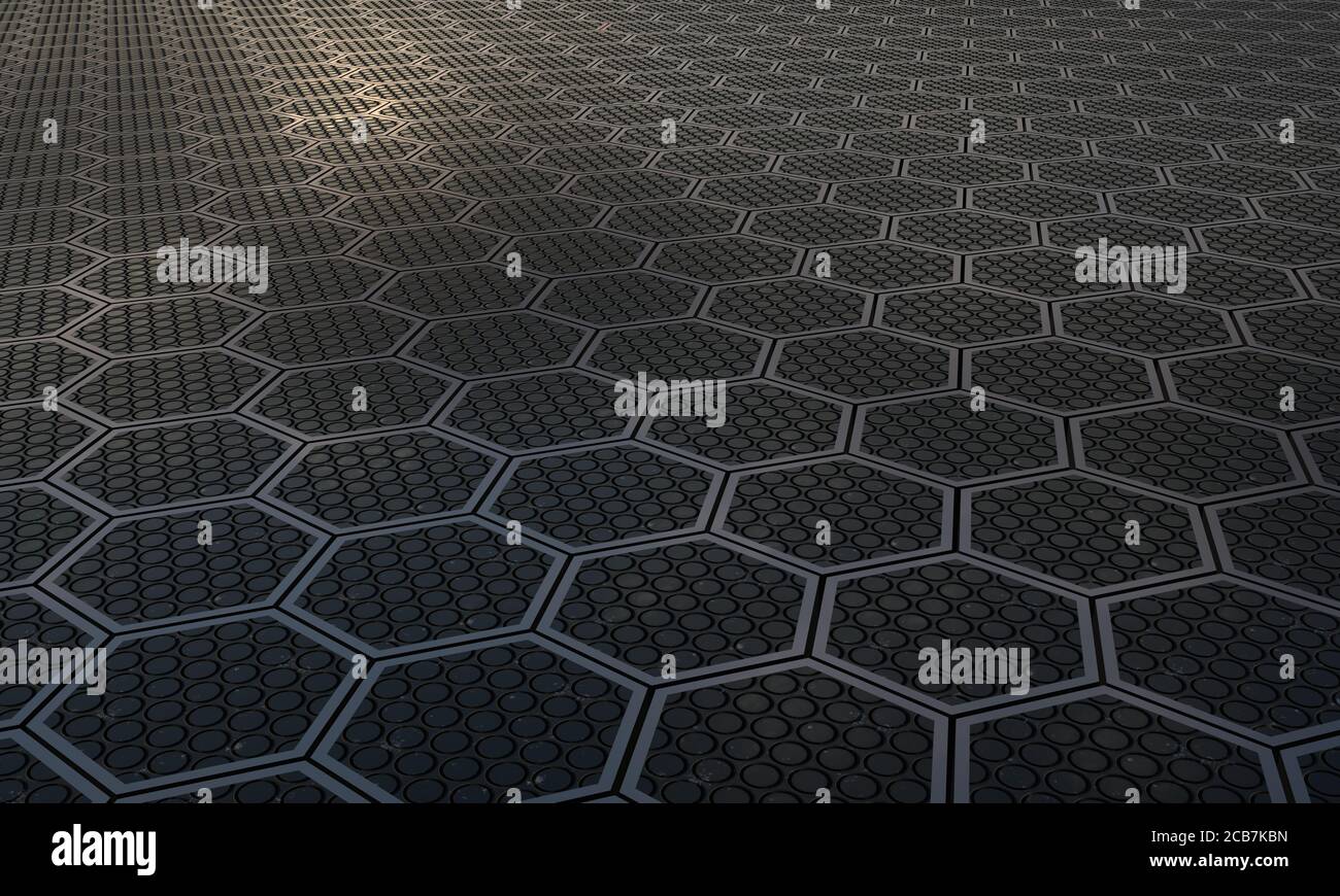 Perspective grid hexagonal surface. Geometry pattern. Abstract hexagon ...