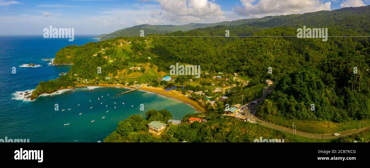 Panoramic aerial view of the Tobago island from above Stock Photo - Alamy