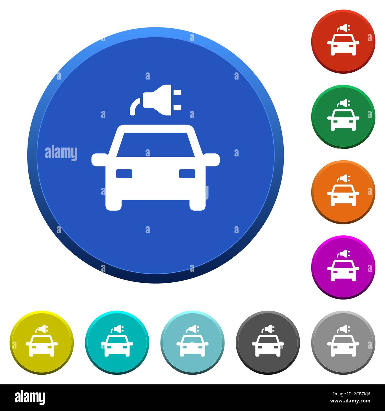 Electric car with connector round color beveled buttons with smooth ...